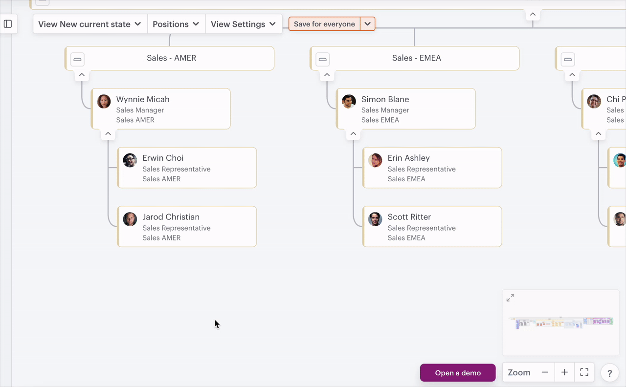 Drag, drop & edit on the org chart