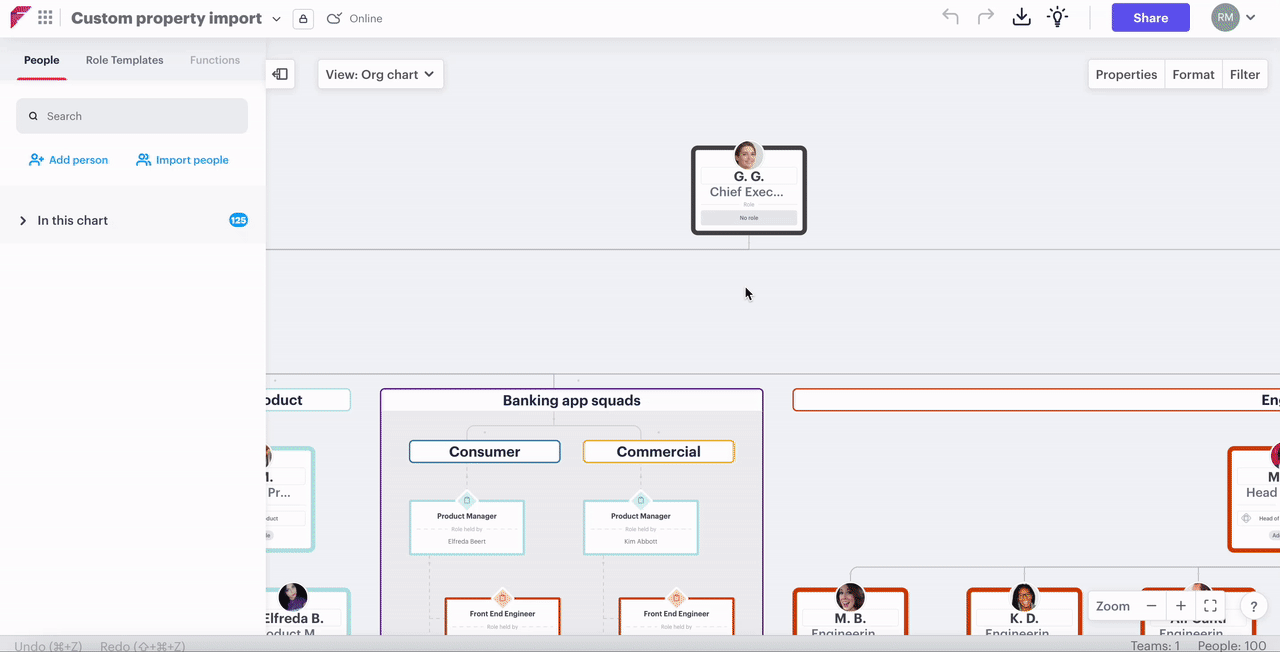 Update your organizational chart or data using a spreadsheet