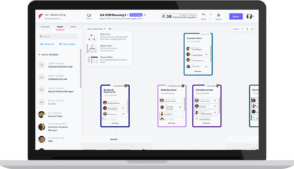 June 2021: New org chart, simplified menu, full screen, stats V1, and ...