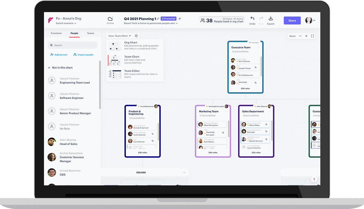 June 2021: New org chart, simplified menu, full screen, stats V1, and ...